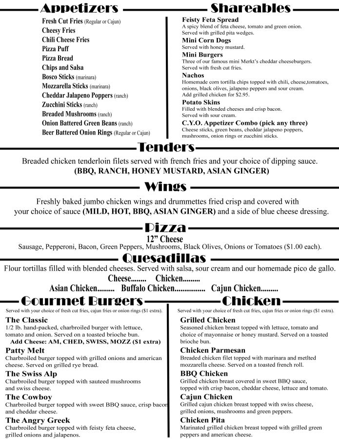 Menu - Peanuts Bar & Grill